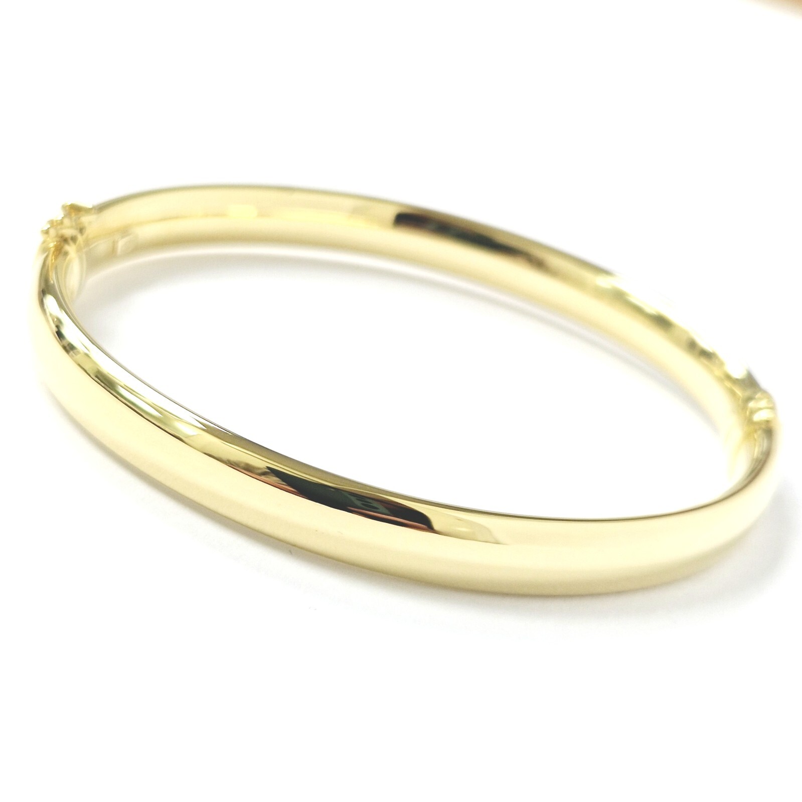 9ct Gold Bangle Ladies Hinged Safety Catch UK Hallmarked 6.5mm Wide ...