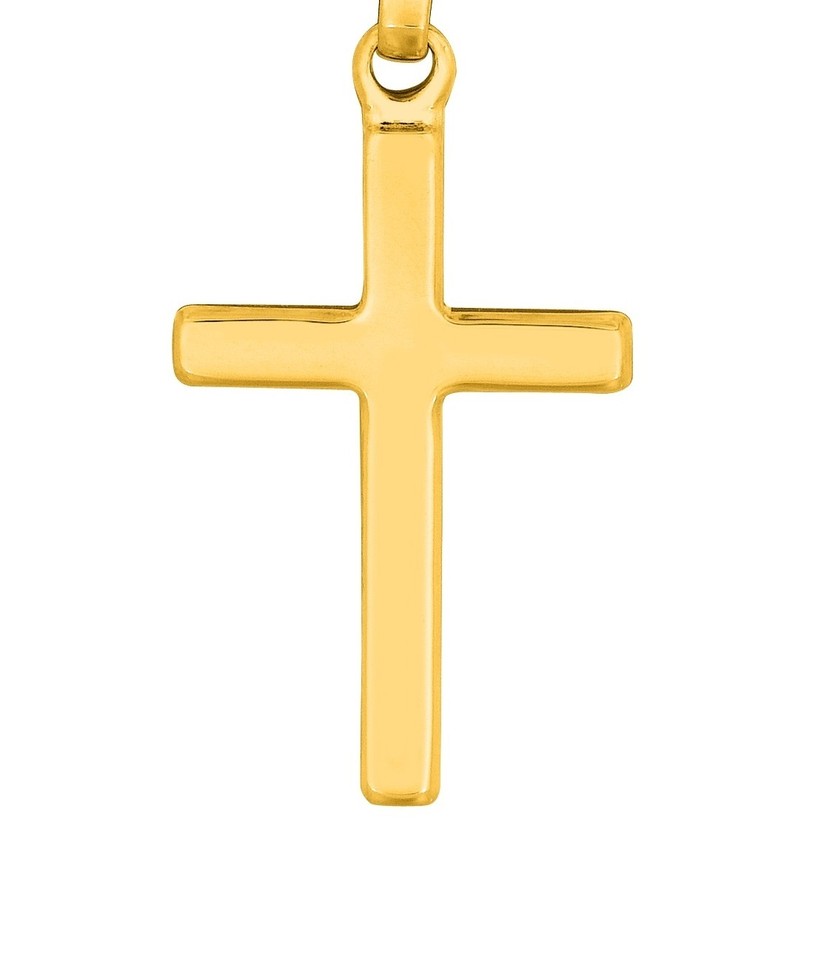 14K Yellow Gold All Shiny Flat Soft Square Edge Small Cross Pendant | eBay