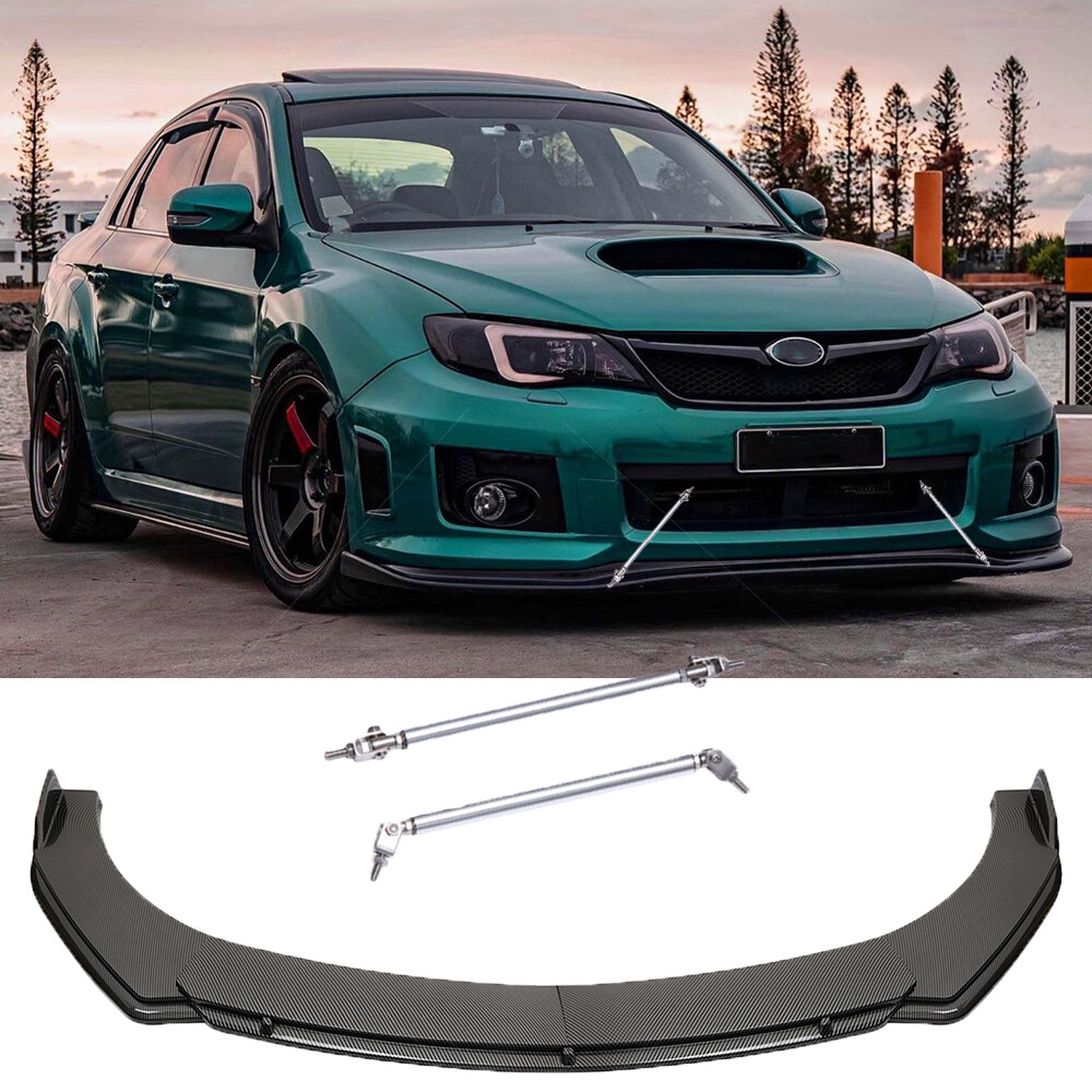 Carbon Look Front Bumper Lip Splitters Spoiler + Strut Rods For Subaru ...