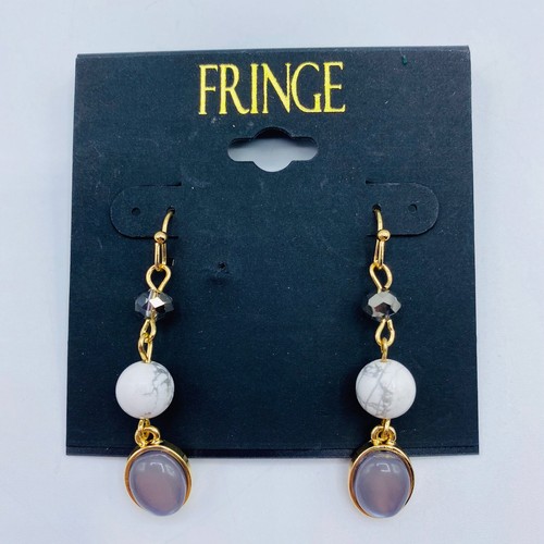 Fringe Brand White Gray Bead Drop Hook Earrings New | eBay