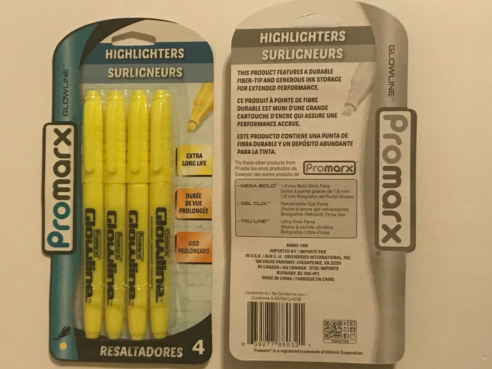 New LOT OF 2 Promarx Glow line Highlighters 8 count-Yellow | eBay