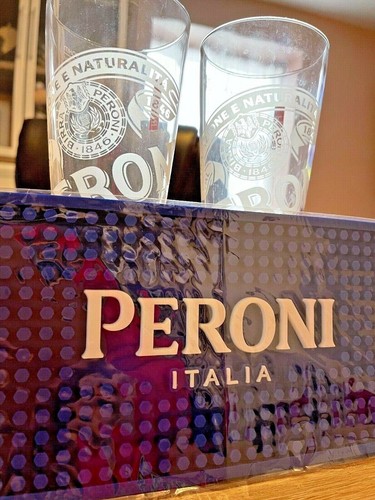 PERONI X Large Rubber Bar Runner & 2 Pint Glasses + 10 Peroni Beer Mats ...