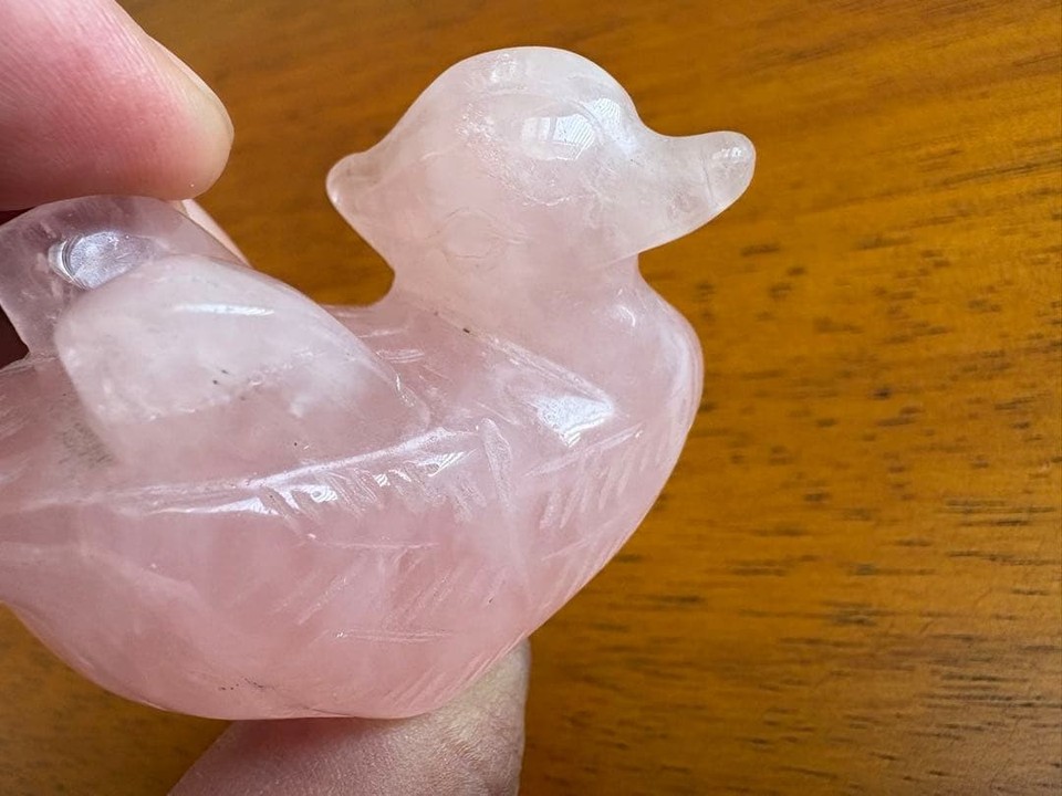 Natural Rose Quartz Mandarin Duck Figurine 67g Love & Relationship ...