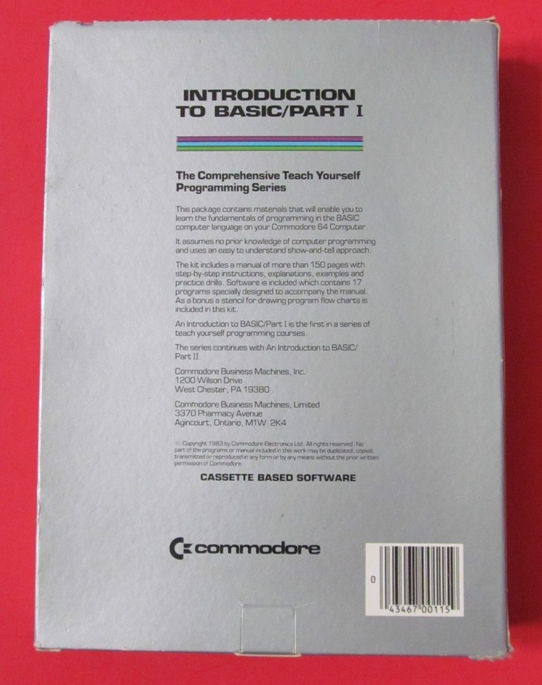 Introduction to Basic Part 1 Commodore 64 Cassette 1983 | eBay
