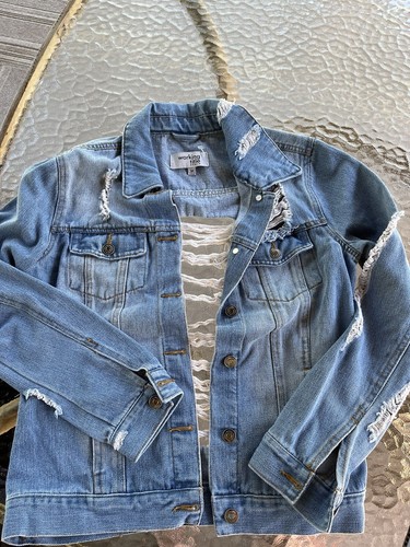 Working Title Distressed Denim Jacket Medium a2 | eBay