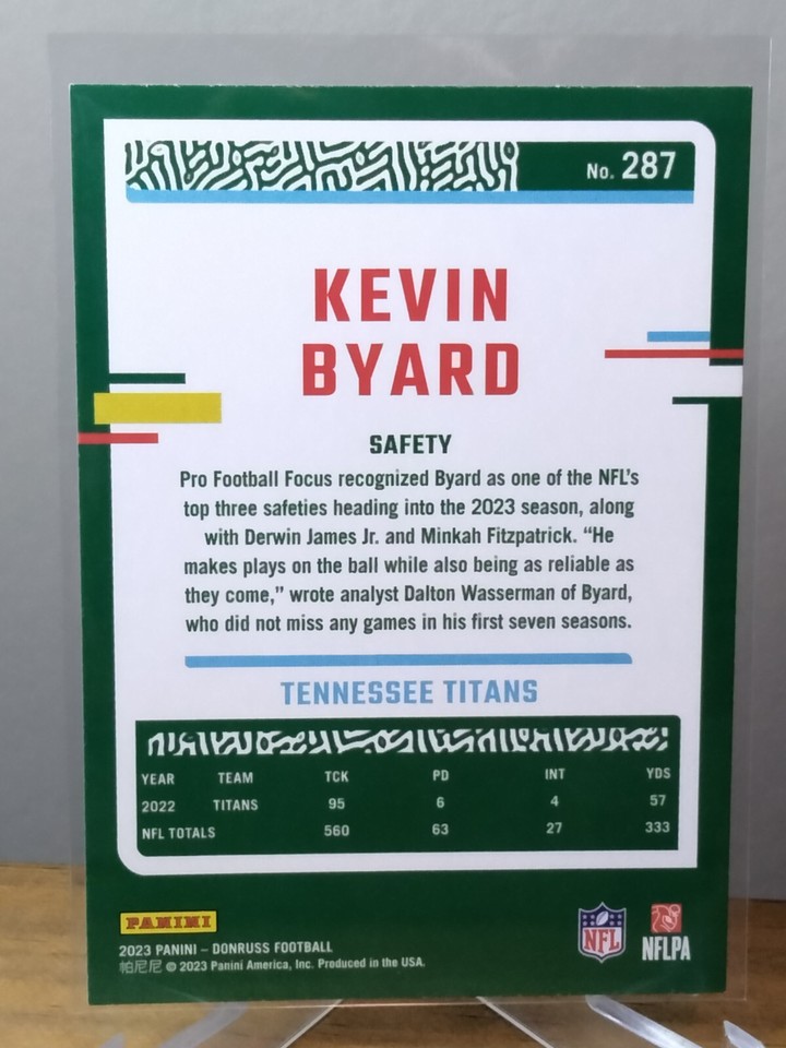 KEVIN BYARD 2023 Panini DONRUSS Football #287 Tennessee Titans Safety ...