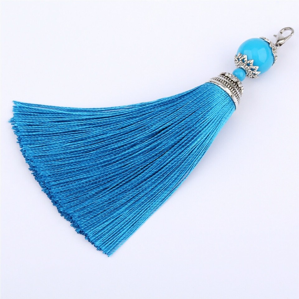 Large Key Tassels 11cm Long Pack Silky Bead Cushion Curtain Craft ...
