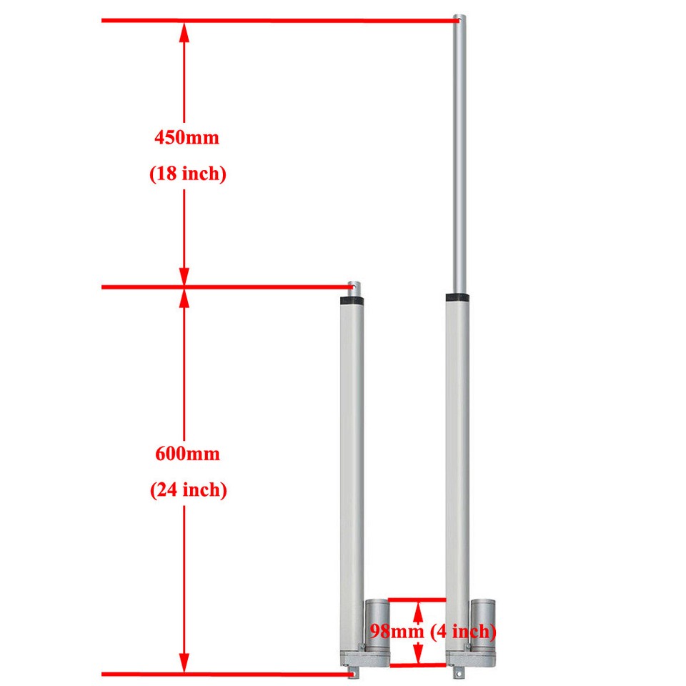 12V DC Heavy Duty Linear Actuator&Wireless Remote 18" Stroke 330 Pound ...