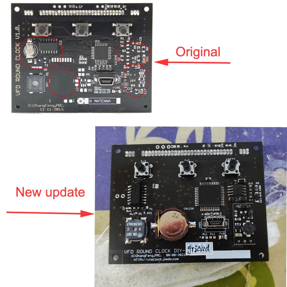 VFD48 USB Powered Analog style Unique Round VFD Clock-NIXIE TUBE ERA-No ...