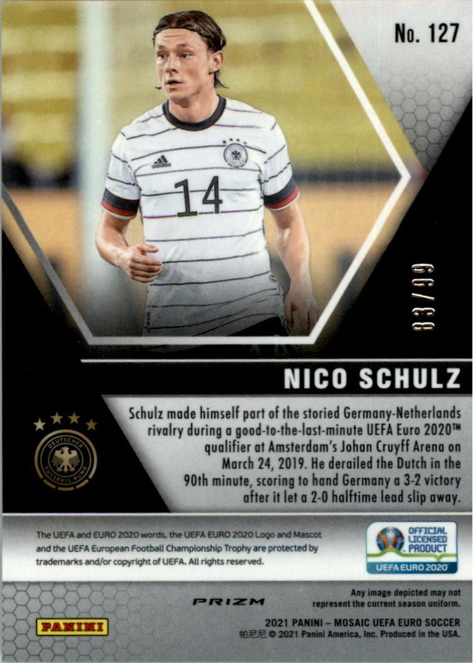 2020-21 Panini Mosaic UEFA Euro Circles Blue #127 Nico Schulz /99 - NM-MT | eBay