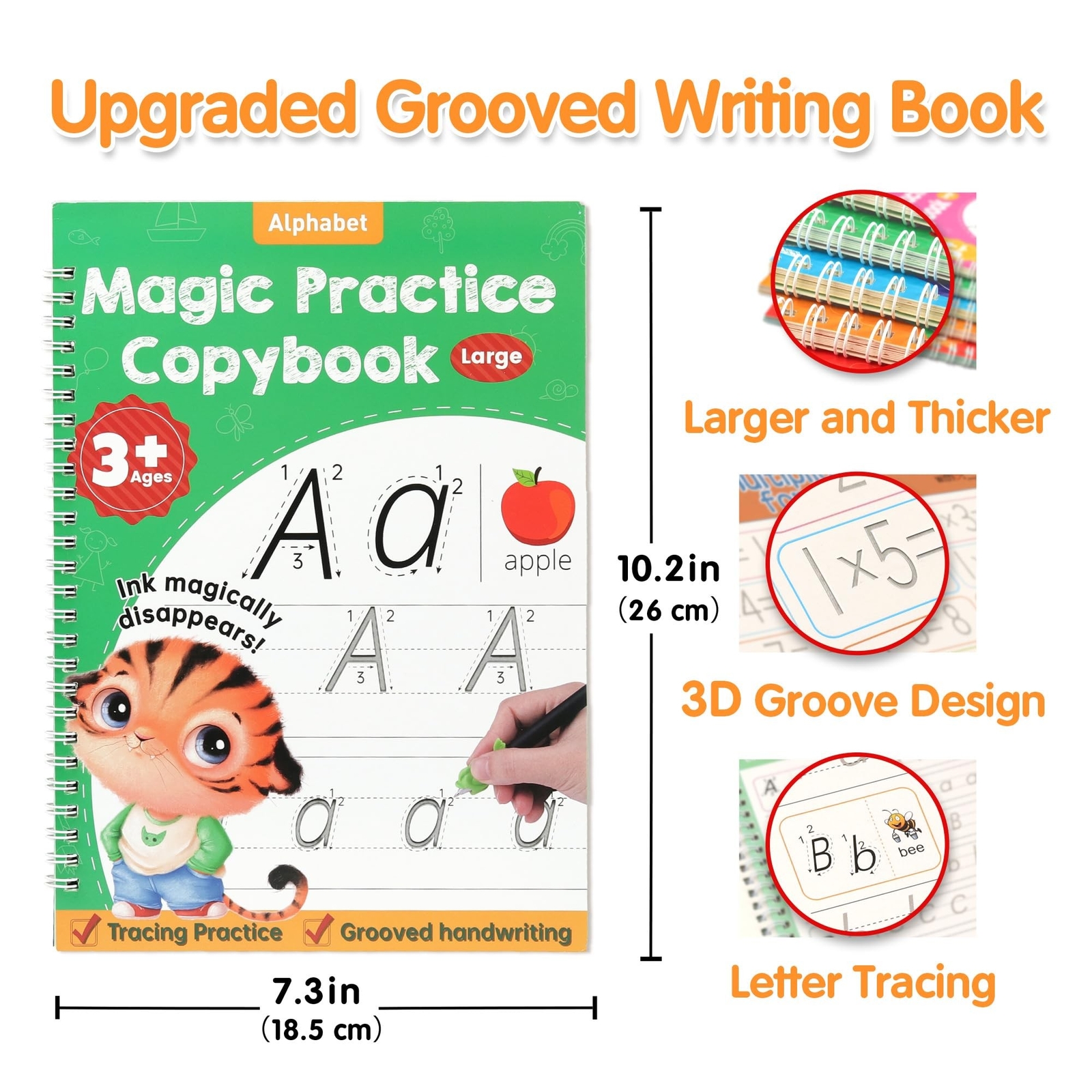 Large Magic Grooved Practice Copybook for Kids, Reusable Grooved ...