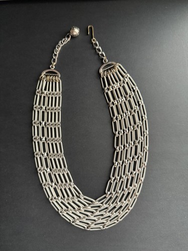 STUNNING!! Vintage Silver 7-Strand Chain Mail Link Necklace | eBay