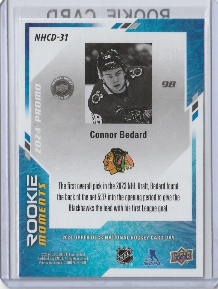 2023-24 UD Upper Deck Connor Bedard NHCD RC Bonus Rookie Card #NHCD31 Mint | eBay