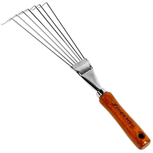 Japanese Hand Rake Garden Tool, Japanese Steel with Wood Handle, Brown ...