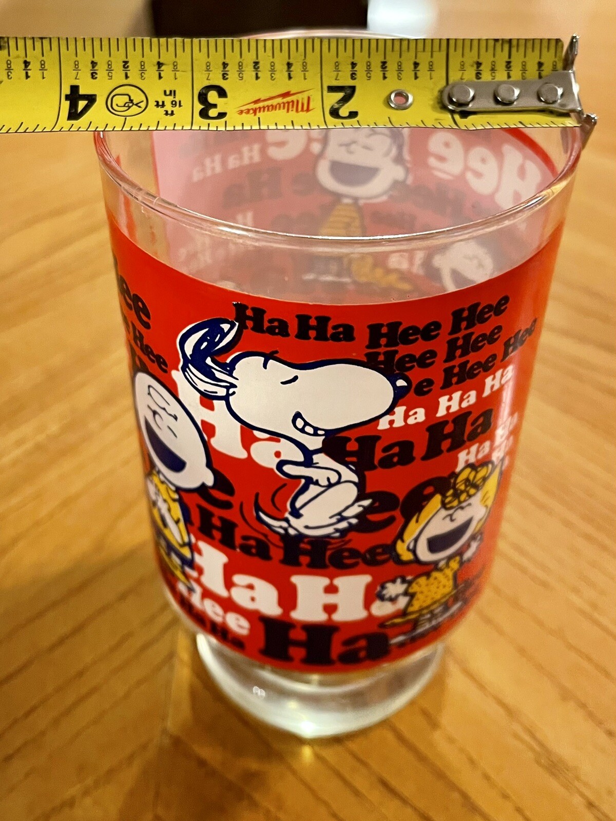 VINTAGE 1965 Peanuts Snoopy Charlie Brown Drinking Glass HAHA HEE HEE ...