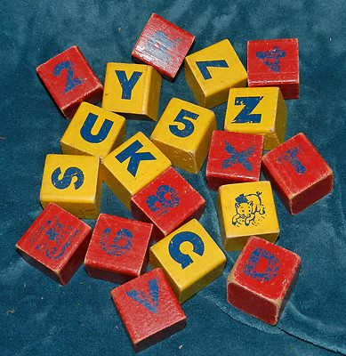 ANTIQUE/VINTAGE YELLOW AND RED WOOD BLOCKS! TOYS KIDS | eBay