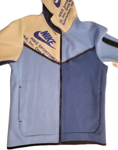 NIKE SPORTSWEAR TECH FLEECE GRAPHIC F-Z HOODIE DARK MARINE/BLUE/WHITE ...