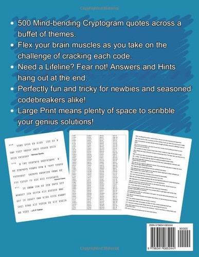 Cryptograms Puzzle Books for Adults: 500 Large Print Cryptoquotes and ...