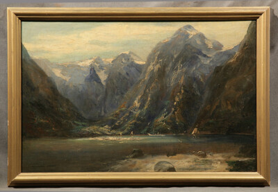 19th - 20th Century American Mountain Lake Landscape signed William ...