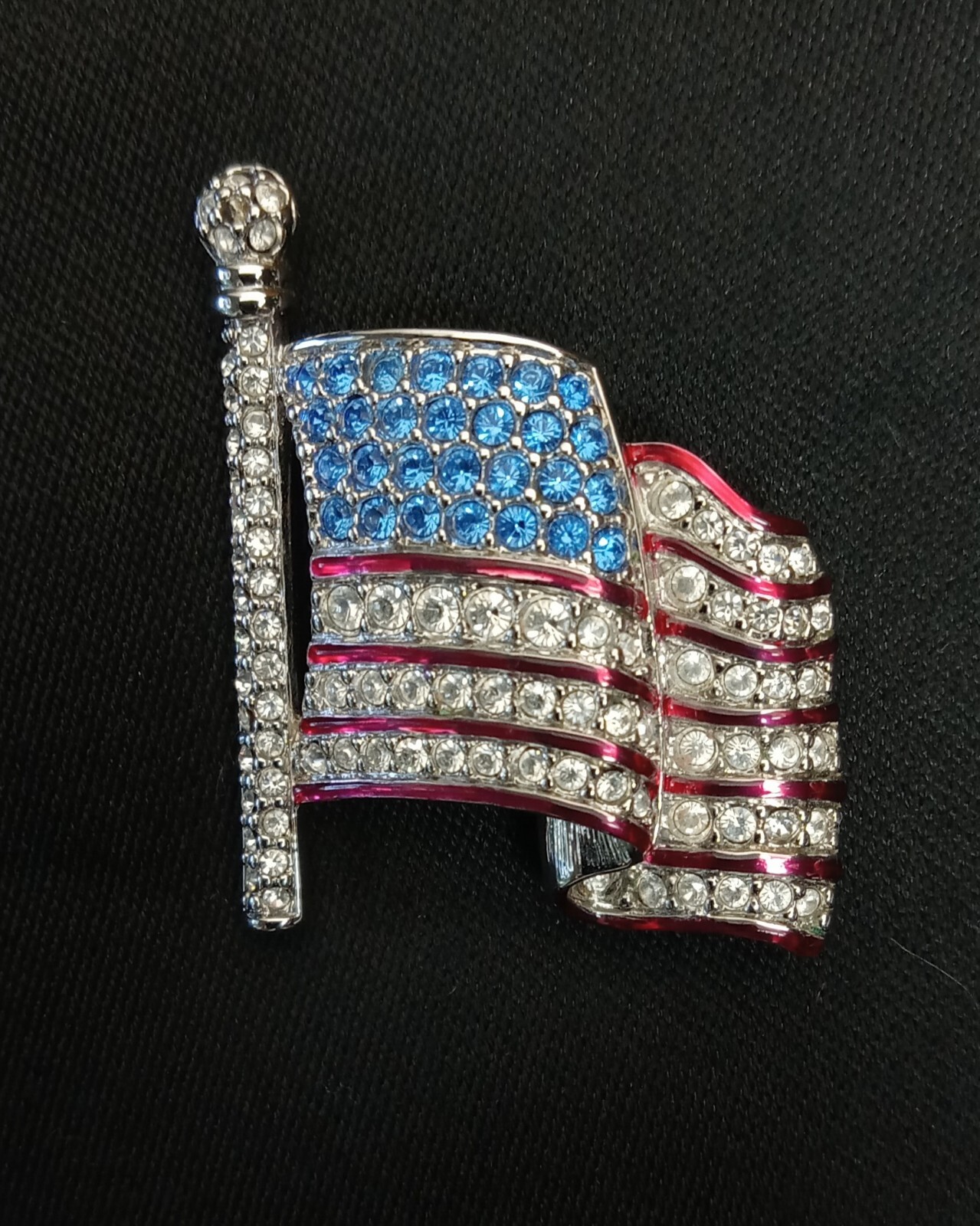American Flag Swarovski Crystal Vintage Pin Brooch Red White And Blue ...