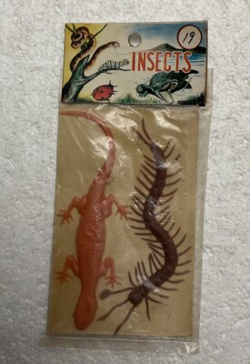 Vintage 1960’s PLASTIC INSECTS - LIZARD TOYS, NOS Sealed Package, Hong ...