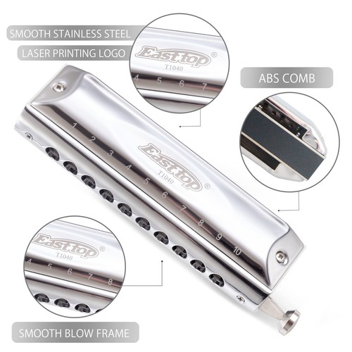 Chromatic Harmonica Key of C 10 Holes 40 Tones Slide Mouth Organ for ...