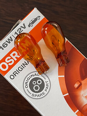 OSRAM 921NA WY16W 12V 16W ORANGE BULB 5D LAMP W2 GLASS BASE LAMP 2x ...