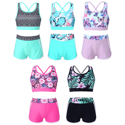 Girls Swimming Costume Two Piece Athletic Bikini Tankini Swimsuit ...