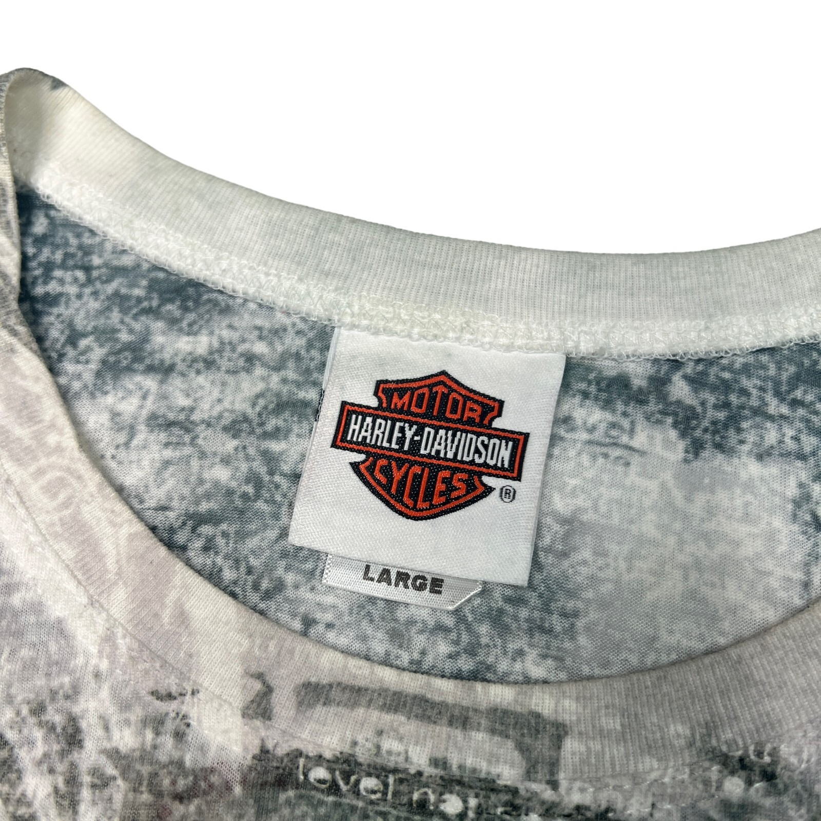 Harley Davidson Y2K Bling Rhinestones Logo AOP Burnou… - Gem