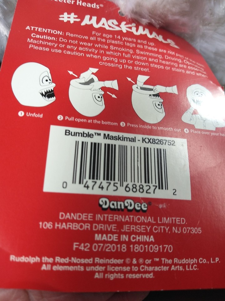 DanDee Big Greeter Head Rudolph Bumble Abominable Snowman Cosplay Mask ...