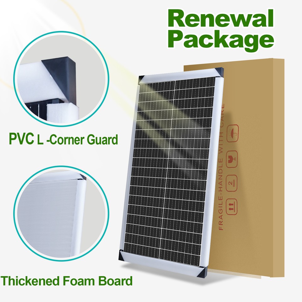 100W Monocrystalline Solar Panel 12V Charger CarRV Camping Home Off ...