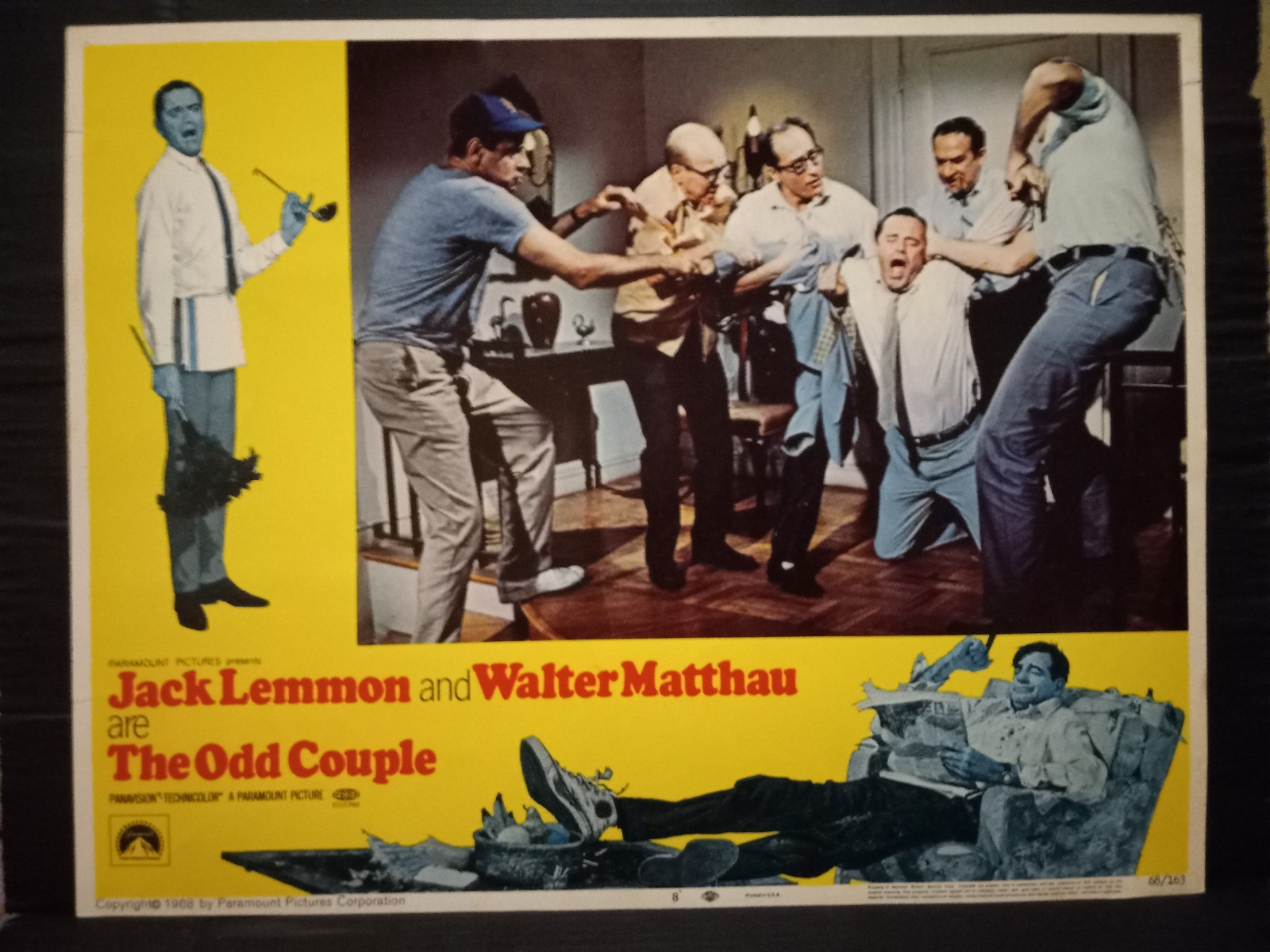 Lobby Card 1968 ODD COUPLE J Lemmon restrained by cast W Matthau Neil ...