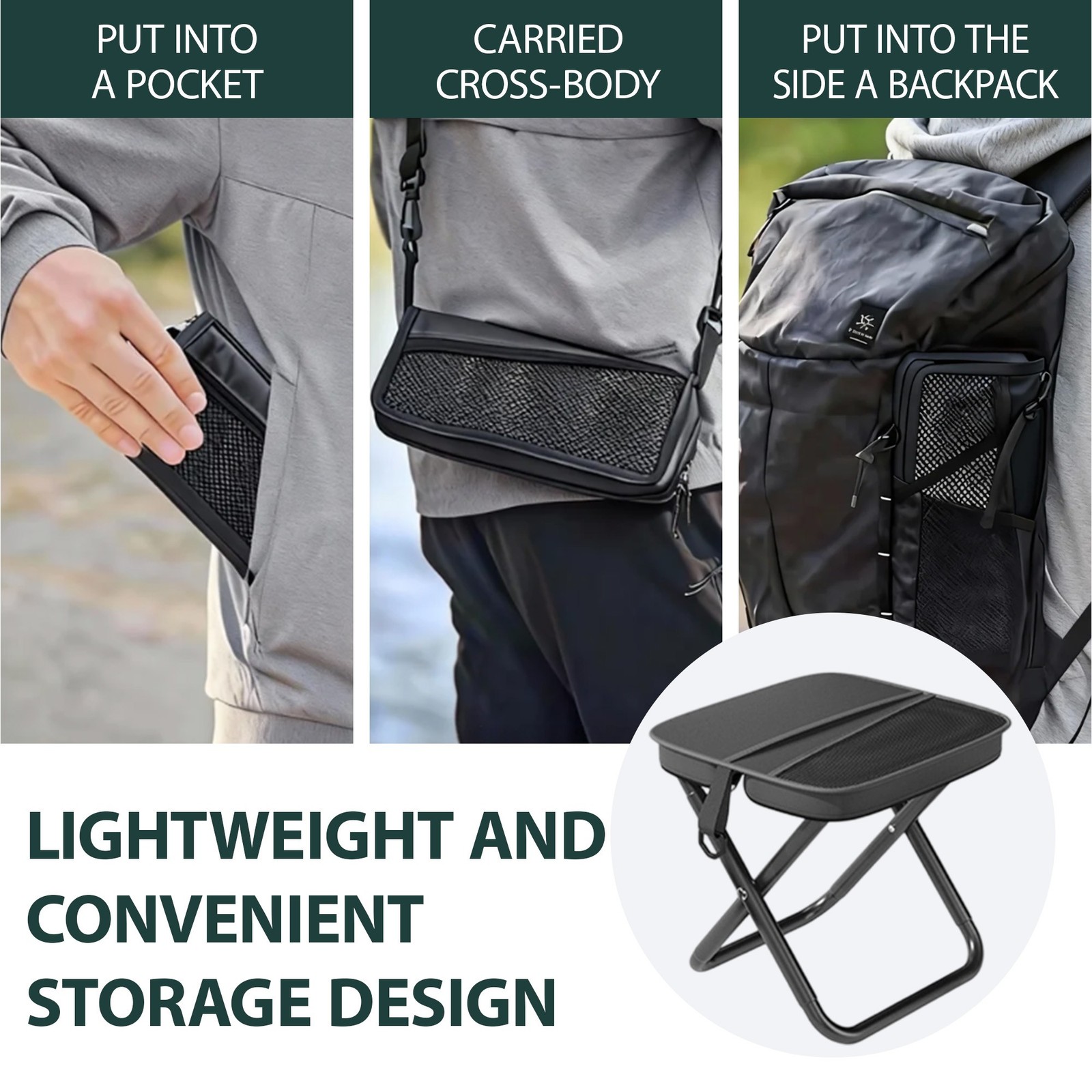 Portable Foldable Backpack Stool,Foldable Travel Stool Bag,Carry ...
