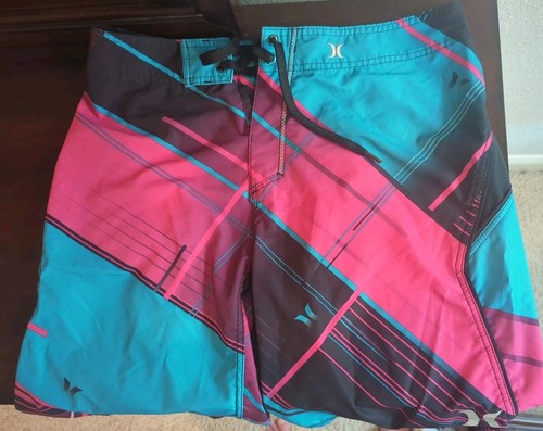 Hurley Phantom Men's Board Shorts Swim Trunks Size 32 Blue Black Pink ...