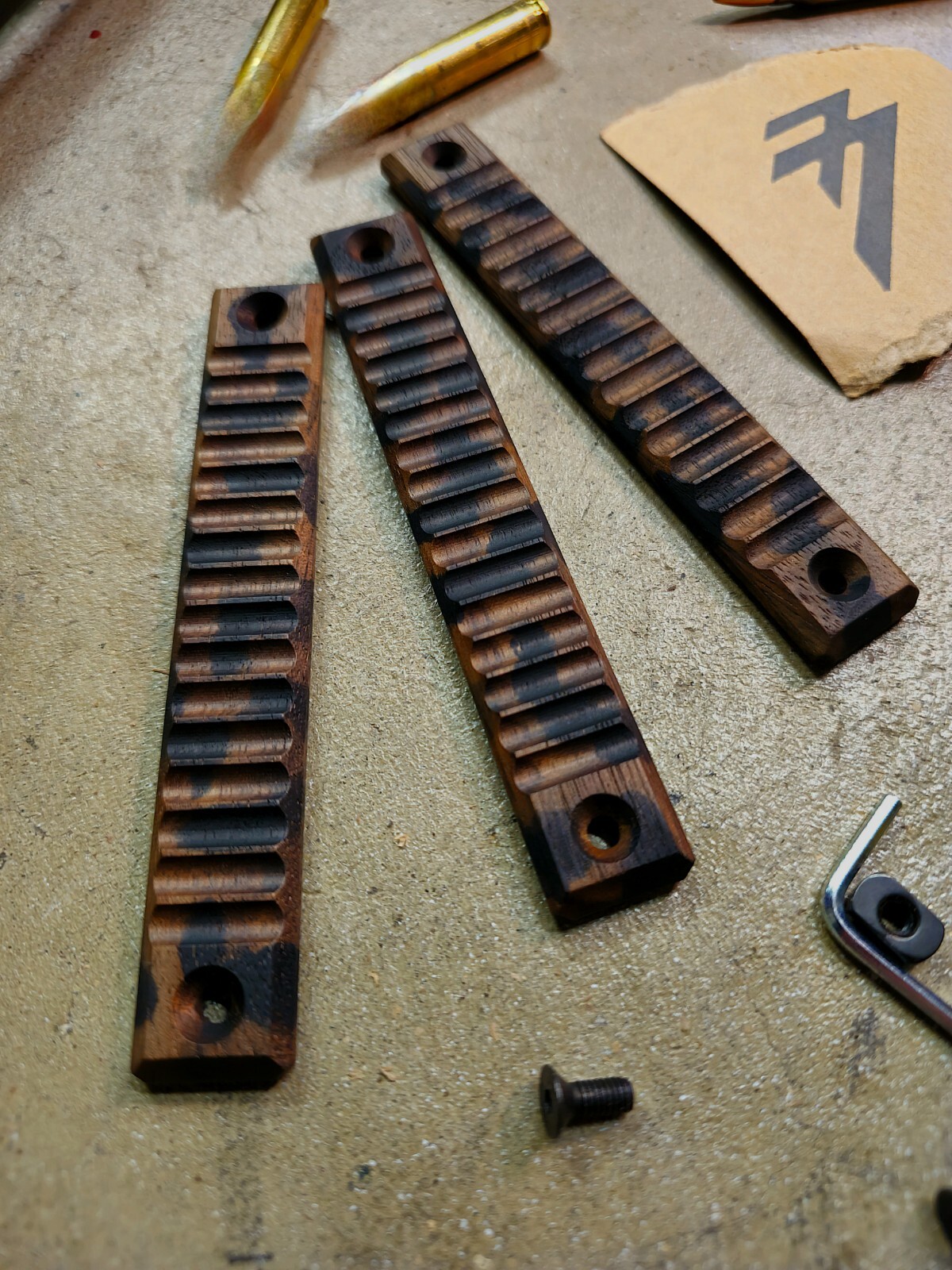 Wood M-lok & Keymod Rail Cover, RIBBED Texture -CAMO Walnut Made In USA ...