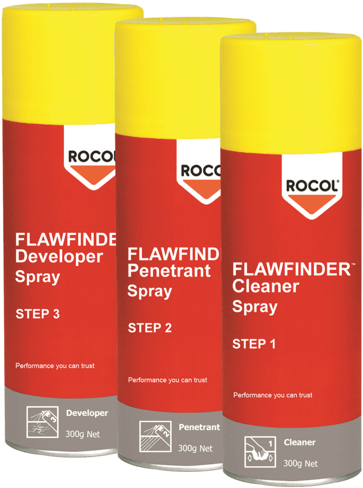 Rocol FLAW FINDER CRACK DETECTION KIT 3-Part Developer,Penetrant ...