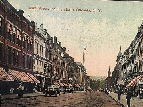 Postcard Main Street, looking North, Oneonta, NY U1 | eBay
