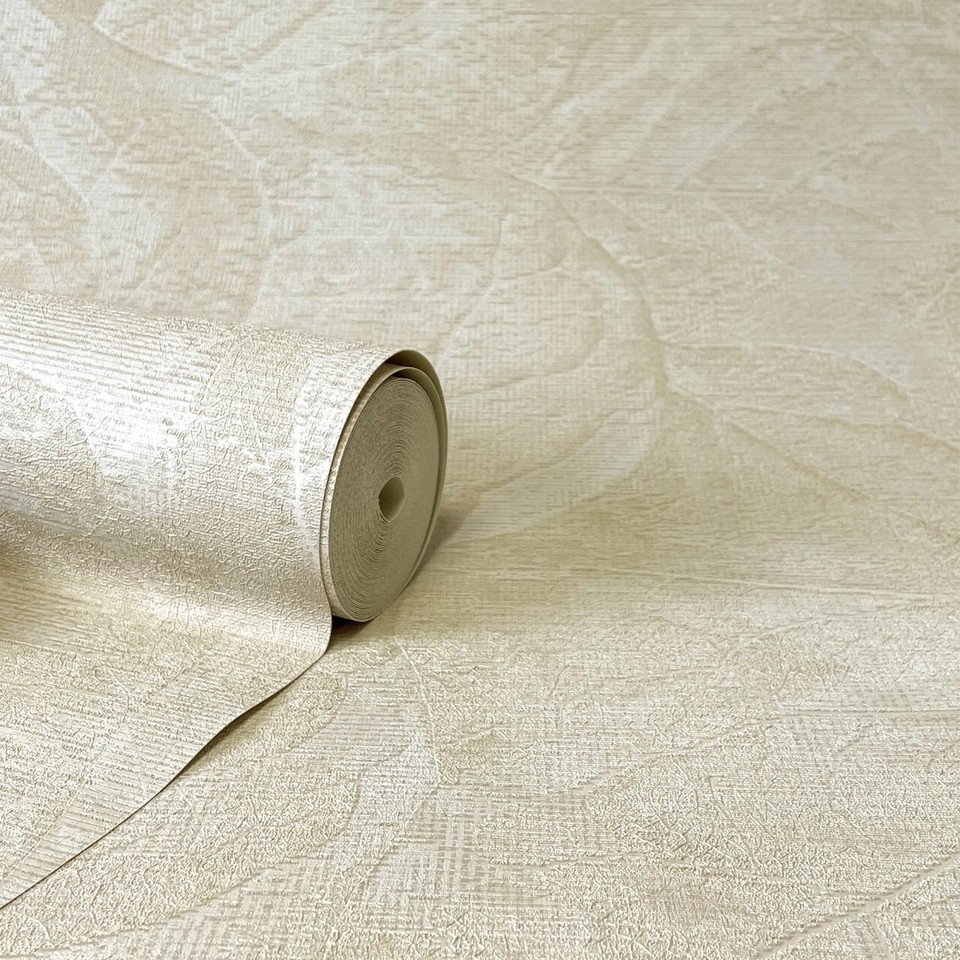 SALE Vymura Natural Aspen Leaf Textured Luxury Cream Wallpaper M95662 ...