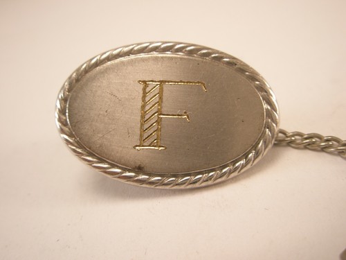 F Monogram Initial Letter Vintage SWANK TINY SMALL Tie Bar Clip frank ...