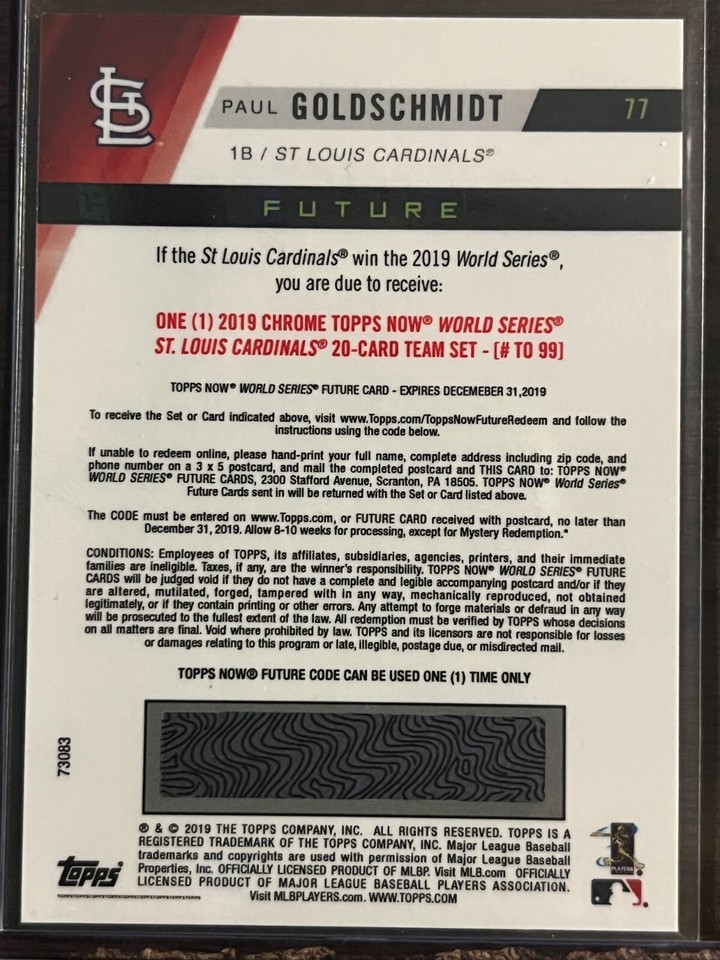 2019 Topps Now Future #77 Paul Goldschmidt St. Louis Cardinals | eBay
