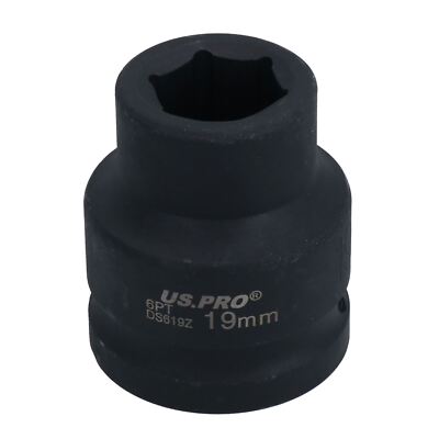 3/4" Drive 19mm Shallow Metric MM Impact Impacted Socket 6 Sided Single ...