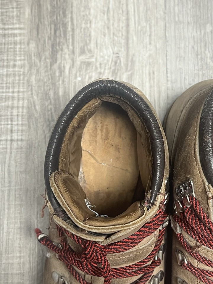 Dexter Vintage Brown Suede Hiking Mountain Boots Red Laces Vibram Soles ...