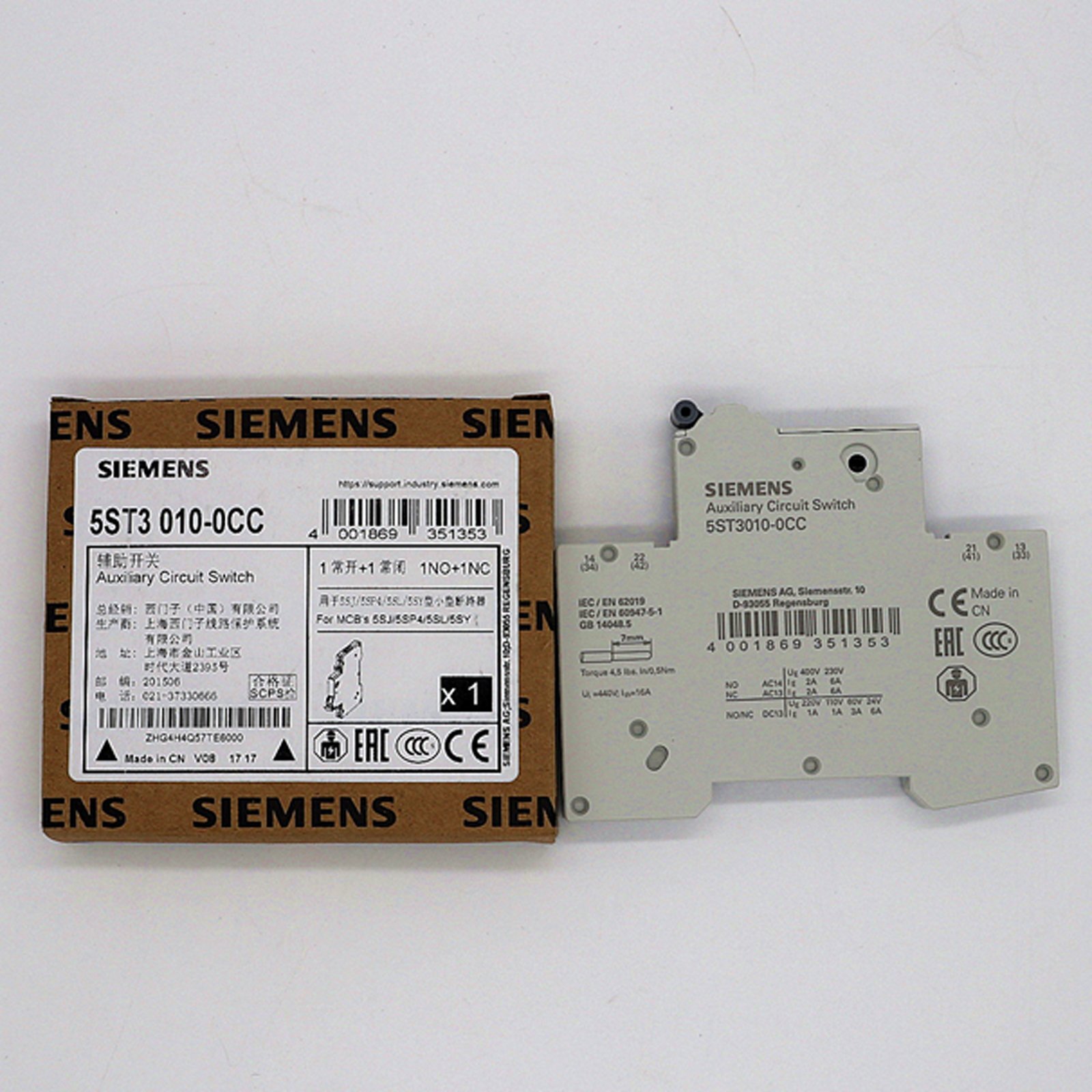 NEW SIEMENS circuit breaker auxiliary switch 5ST3 010-0CC 1 year ...