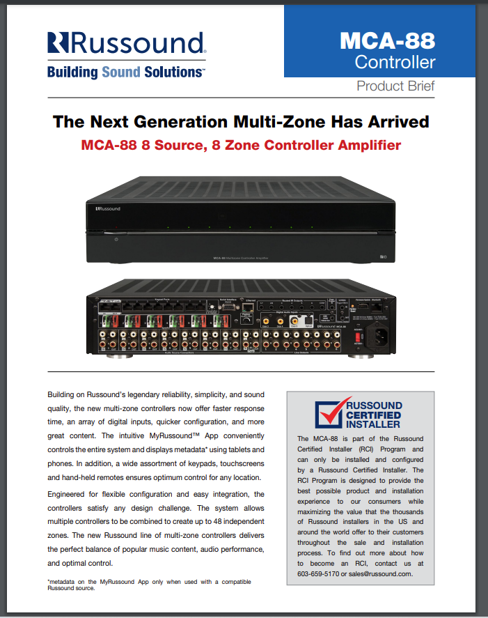 Russound MCA-88 Digital multi-zone controller amplifier 612934536359| eBay
