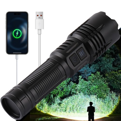 Super Bright LED Rechargeable Flashlights,Zoomable Tactical Flashlights ...