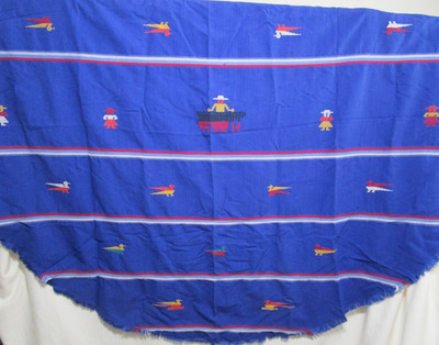 VTG Blue Embroidered People, Birds Guatemalan Folk Art 64" Round ...