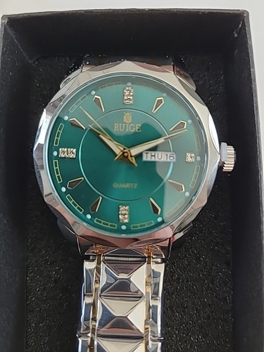 Ruige Men's Silver And Gold Watch With Green Dial And 10 Inch Band | eBay