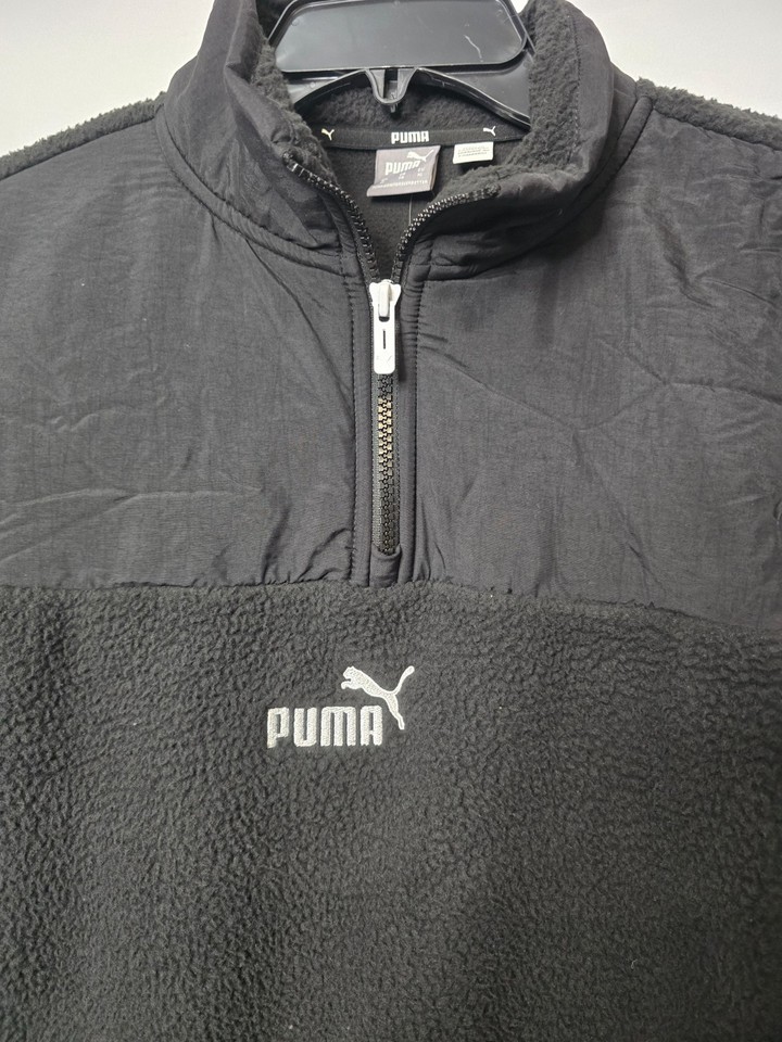 Puma Womens Black Fleece Power Winterized Half-Zip Crew Neck Sweatshirt ...