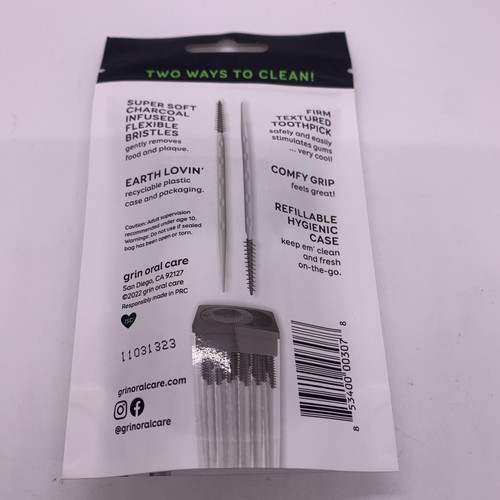Grin Softstx Interdental Toothpicks 90 Ct Minty Charcoal | eBay