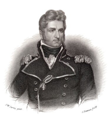 Commodore THOMAS MacDONOUGH rare 1839 engraving USS Saratoga Jarvis ...